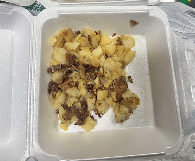 Those legendary home fries &ndash; golden, crispy exterior giving way to perfectly tender potato inside. Worth the trip alone!
