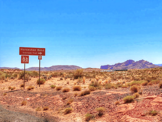 "This way to jaw-dropping views!" The trail sign points adventurers toward one of Arizona's most spectacular natural wonders.