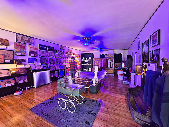 Inside, the museum's vintage wooden floors creak beneath displays of paranormal artifacts, each with stories darker than the last.