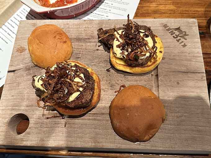 Two tender filet medallions on brioche buns create a sandwich that redefines what sandwiches can aspire to be.