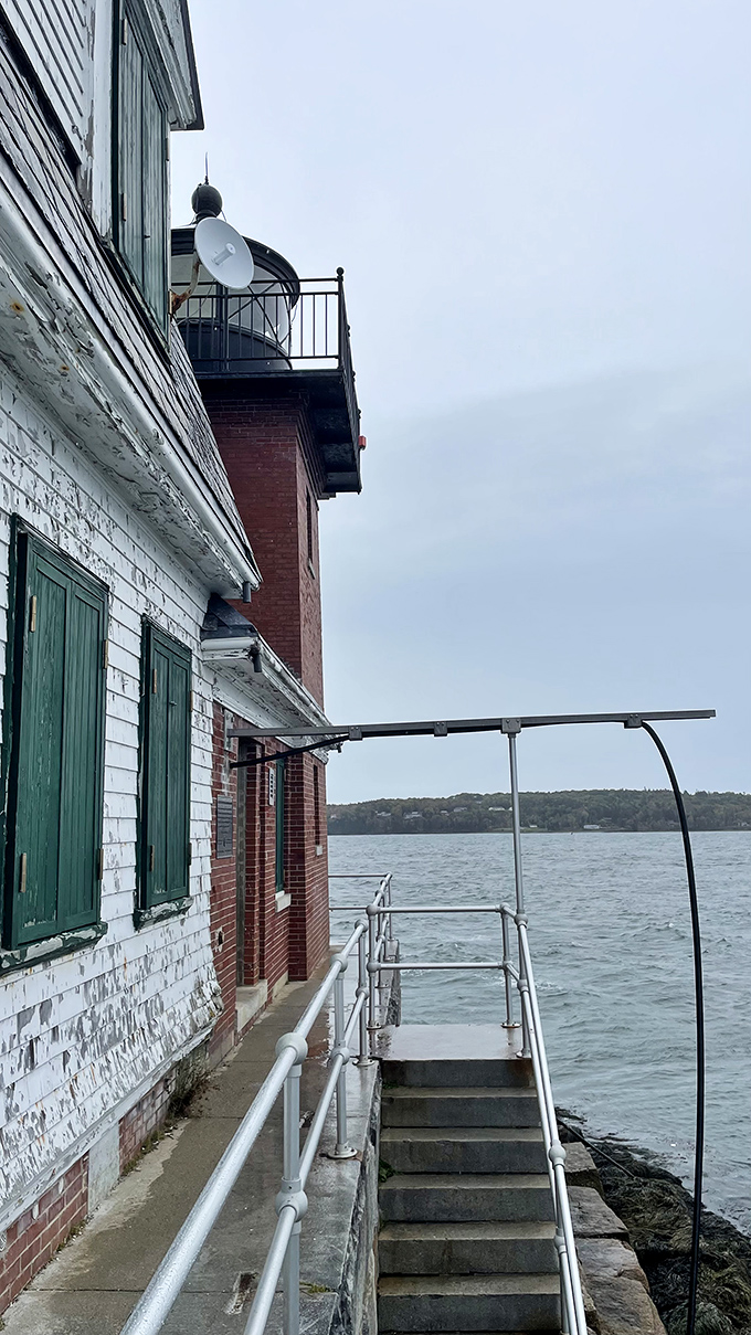 From the lighthouse's deck, visitors can enjoy panoramic views of Penobscot Bay while imagining the isolated lives of former keepers.