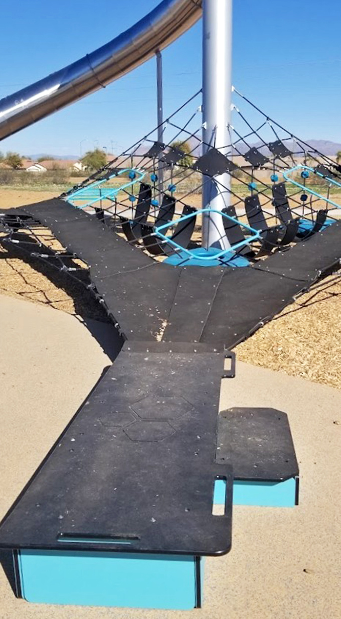 The net climbing hammock offers a suspended challenge that's part obstacle course, part relaxation spot &ndash; engineering brilliance disguised as play.