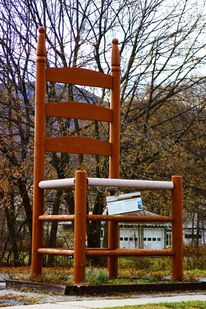 From this angle, you can appreciate the traditional ladderback design that's been super-sized to magnificent proportions. It's like someone hit the "enlarge" button and forgot to stop.