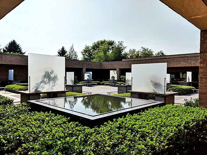 Bonsai courtyards showcase centuries-old traditions where tiny trees tell big stories through their artfully shaped branches and miniature proportions.