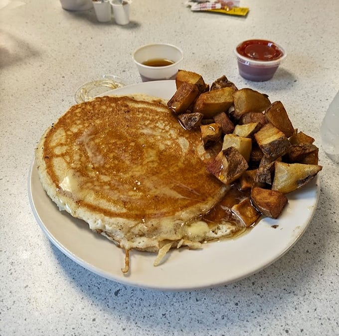 Golden-brown perfection meets real Vermont maple syrup &ndash; these aren't just pancakes, they're an edible time machine to simpler pleasures.