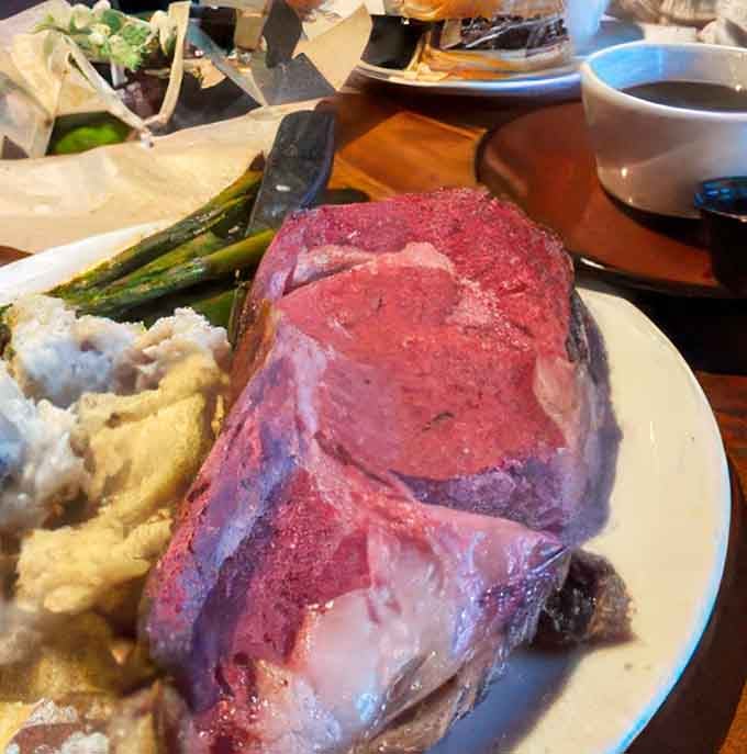 That prime rib could make a vegetarian reconsider their entire philosophy, perfectly cooked and impossibly tender.