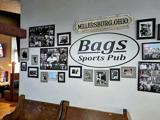 The wall of memories tells Bags' story better than words could &ndash; decades of local sports triumphs, celebrations, and community connections.