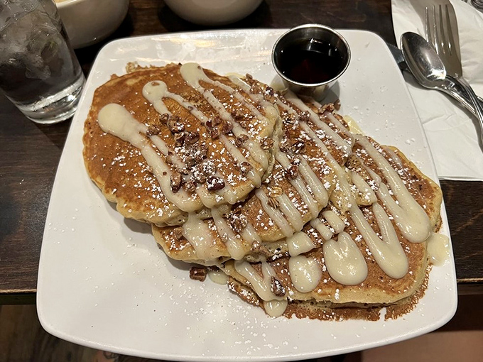 These pumpkin pancakes aren't just breakfast&mdash;they're an edible work of art with mascarpone drizzle that'll make you weak in the knees.