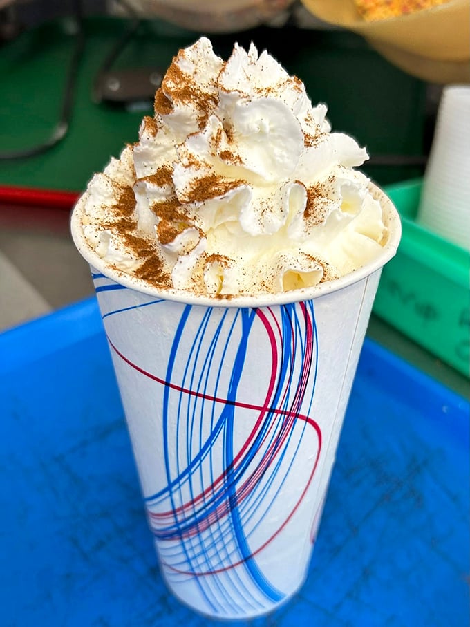 This isn't just any milkshake &ndash; it's a pumpkin pie masterpiece topped with whipped cream and cinnamon, autumn in a cup that makes pumpkin spice lattes look like amateurs.