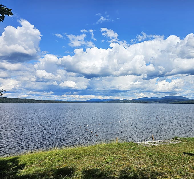 The beach at Rangeley Lake State Park offers shallow, calm waters perfect for kids and adults who swim like kids.