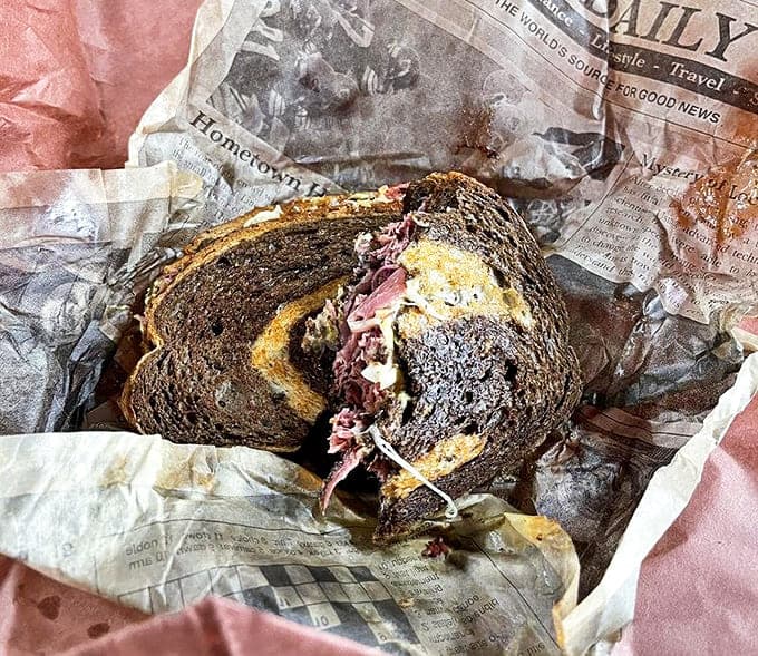 Layers of history and flavor stacked between marble rye &ndash; this isn't just a sandwich, it's a New York deli tradition reimagined.