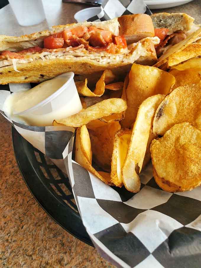 The Turkey Tango arrives with chips and enough flavor to make your taste buds do an actual tango.