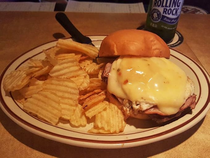 The breakfast burger with crispy chips proves that combining breakfast and lunch was humanity's greatest idea since sliced bread.