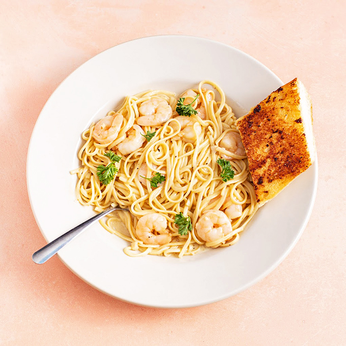 Pasta perfection! These noodles are like a VIP party where shrimp and scallops are the guests of honor. 