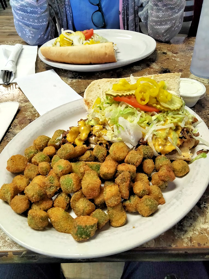 Who knew green could be so addictive? These crispy fried okra nuggets might just steal the show from the sub.