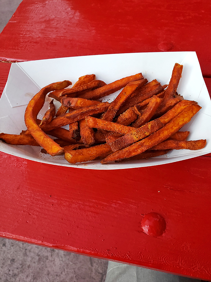 Sweet potato perfection – these aren't just fries, they're crispy-outside, fluffy-inside flavor vessels that might just change your life.