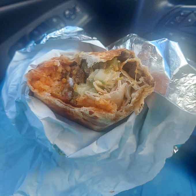 Behold the skirt steak burrito, a handheld masterpiece that proves good things come in tortilla-wrapped packages.