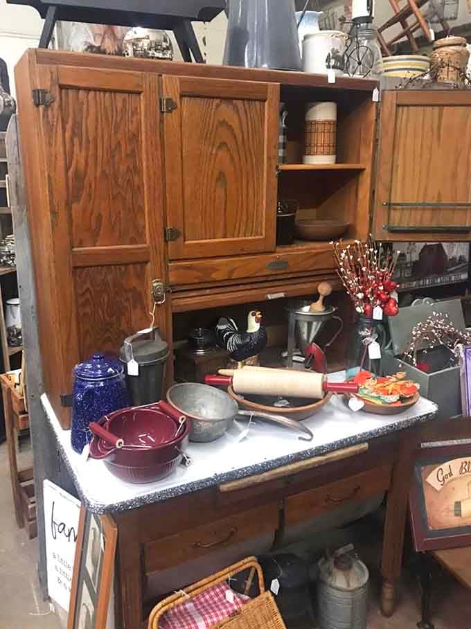 Antique cabinets and cast iron cookware remind us when furniture was built to outlast its owners and pans could double as weapons.