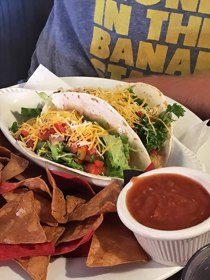 Behold the walleye tacos in all their crispy, fresh, perfectly-assembled glory, ready to change your entire perspective on fish tacos.