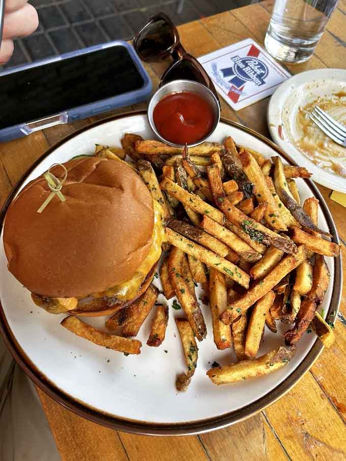The Bottineau Burger sits there looking absolutely perfect, like it just stepped out of a burger beauty pageant and won first place.