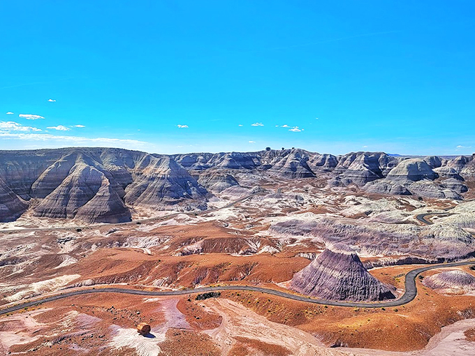 Welcome to Earth's art gallery. Blue Mesa's layered landscape is like a geologic layer cake, minus the calories.