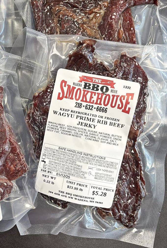 Premium Wagyu jerky that's fancier than most people's dinner plans, vacuum-sealed and ready to ruin gas station jerky forever.