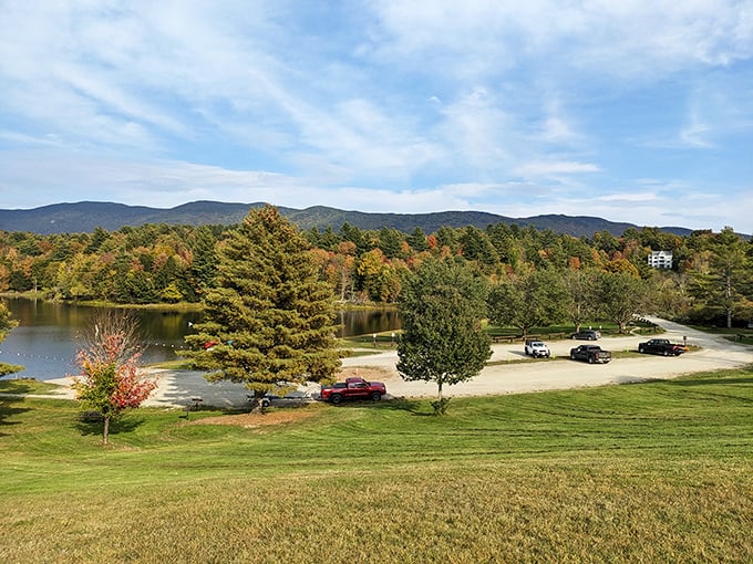 Reflections that double the beauty: Vermont's lakes mirror perfect mountains and skies, creating nature's own Rorschach test.