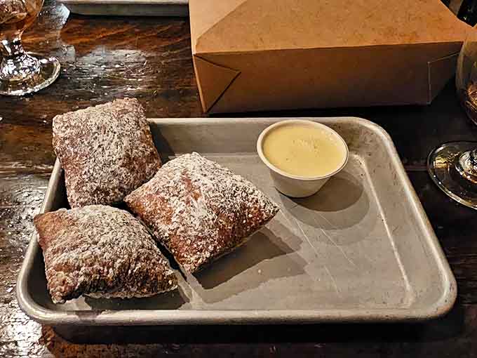 Fresh-fried donuts dusted with cinnamon sugar and served with cr&egrave;me anglaise, because apparently heaven has a Vermont address.