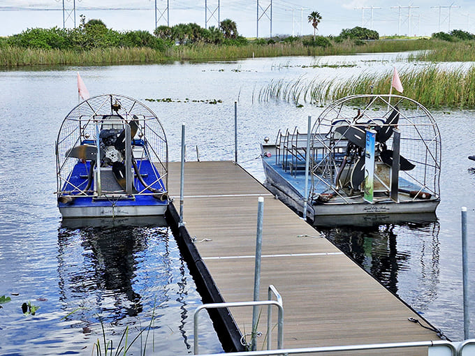 Parked and ready for action, these airboats might look simple, but they're the Ferraris of the wetlands &ndash; minus the Italian leather seats.