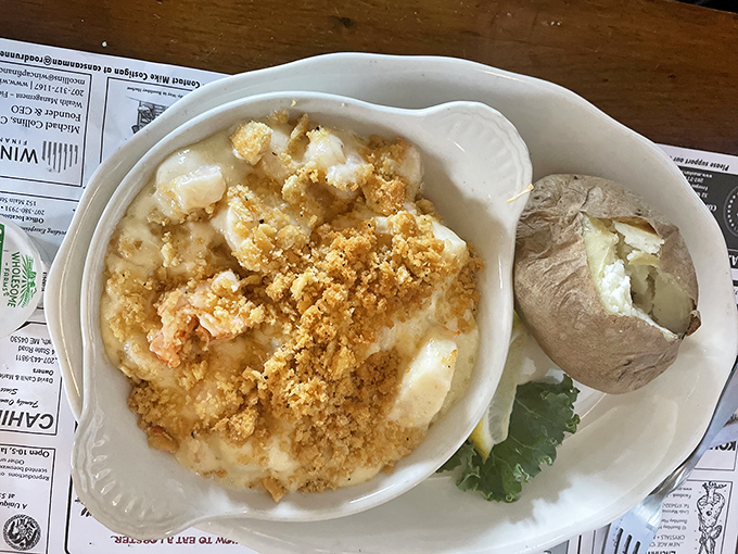 Mac and cheese gets the Maine makeover with chunks of lobster so generous, you'll wonder if they misunderstood the concept of profit margins.