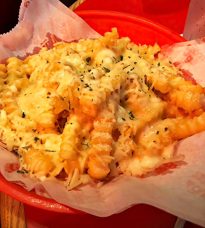 Cheesy Fries: Golden fries swimming in melted cheese that stretches like a dairy dream. Diet plans check in here but never check out.