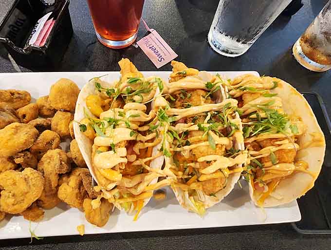 These aren't just fish tacos &ndash; they're edible masterpieces where crispy perch meets fresh toppings in a harmonious flavor symphony.