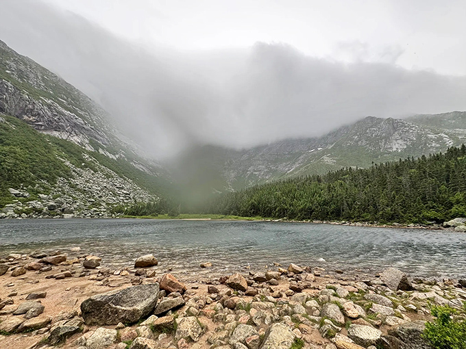 Morning fog embraces the mountain basin, transforming Baxter's landscape into a mystical realm where reality and dreams seem to merge.