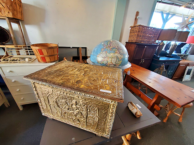 Mid-century meets Victorian in the furniture section, where each piece tells a story of dinner parties past and family gatherings long forgotten.