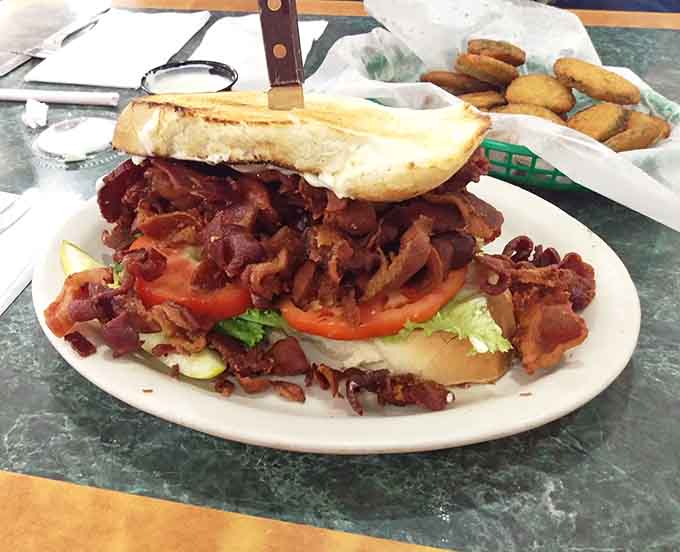 Behold the legendary Giant BLT, a pound of bacon's greatest architectural achievement in sandwich form.