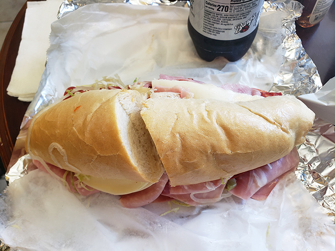 This Italian sub isn't just stacked &ndash; it's architecturally sound, with layers of meat creating a savory skyscraper that demands to be devoured.