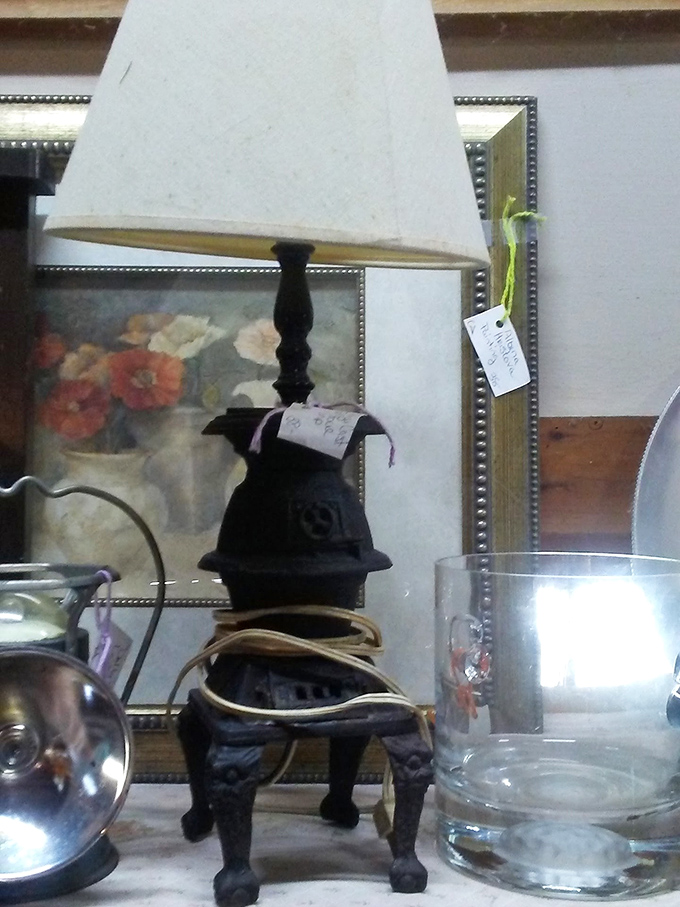 Transformed into a charming lamp base, this vintage cast iron stove reminds us how creativity gives historical objects new life and purpose.