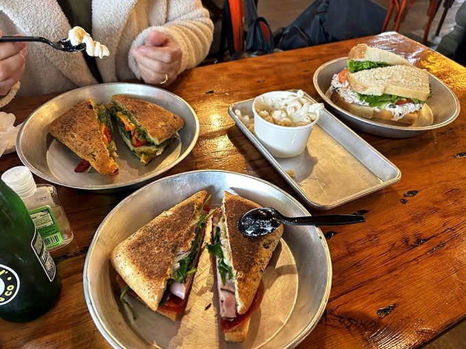 Sandwiches that mean business &ndash; hearty fillings between fresh bread, grilled to perfection. Not pictured: the willpower needed to eat slowly.