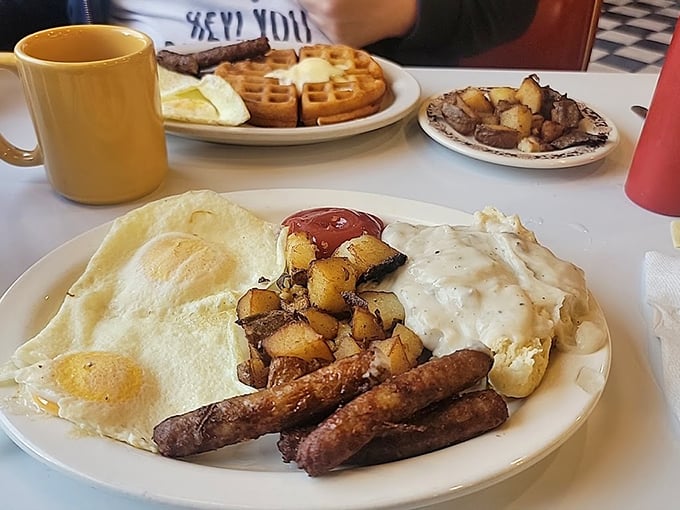 Breakfast of champions or cardiac event on a plate? Either way, this hearty spread is guaranteed to kickstart your day with a tasty bang.