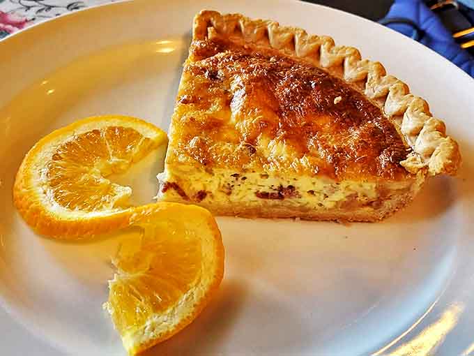Golden-crusted quiche that would make a Parisian proud, with a silky custard interior that melts on the tongue.