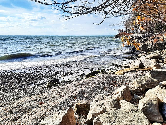 The rugged eastern shoreline reveals Lake Erie's dual personality &ndash; sometimes gentle, sometimes wild, but always sculpting the landscape with patient, persistent hands.