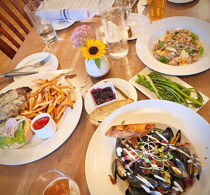 A table spread that would make your grandmother both proud and jealous. Those mussels are practically winking at you!