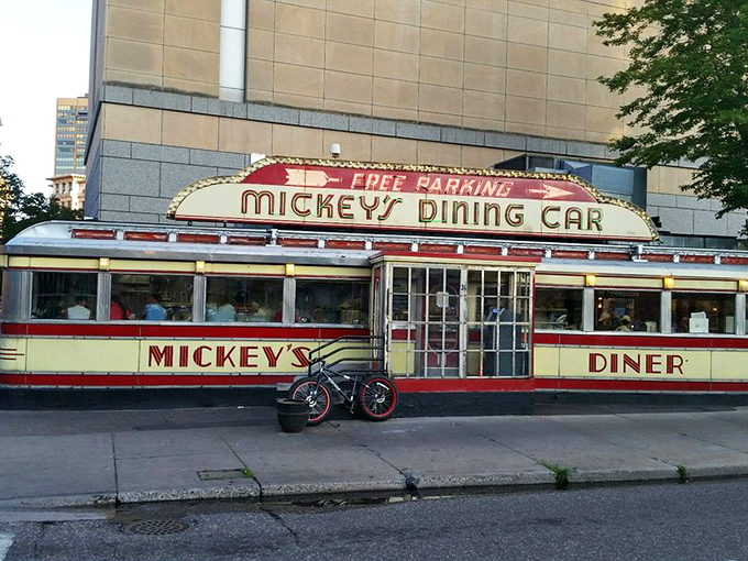 Where 1950s charm meets 24/7 pancake cravings. The neon sign is your beacon to breakfast nirvana, any time of day.