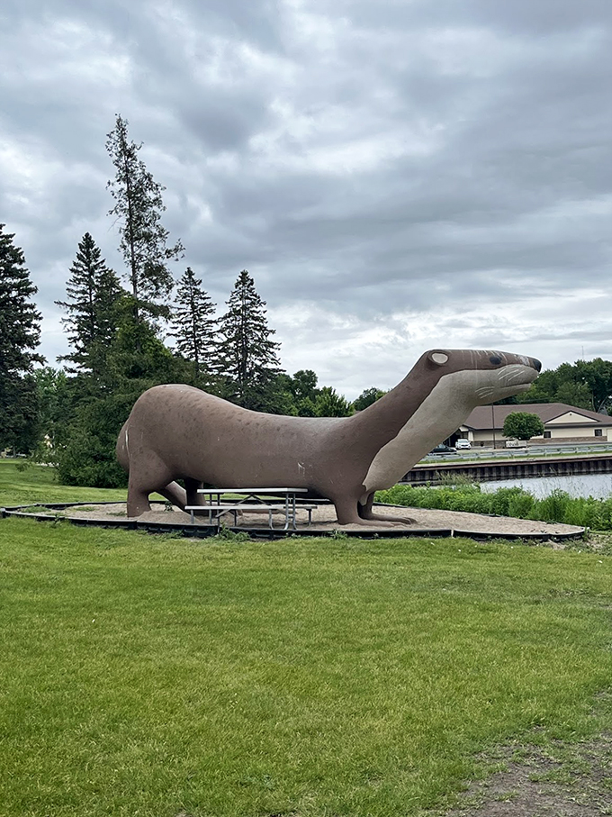 Otterly amazing! This super-sized swimmer's got Fergus Falls wrapped around his concrete tail.