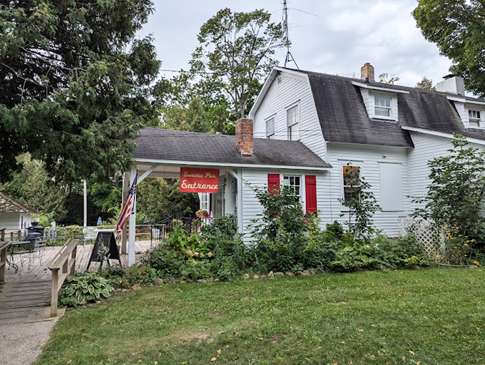 Welcome home! The cozy interior feels like grandma's kitchen, if grandma were a pie-baking wizard with a penchant for vintage decor.