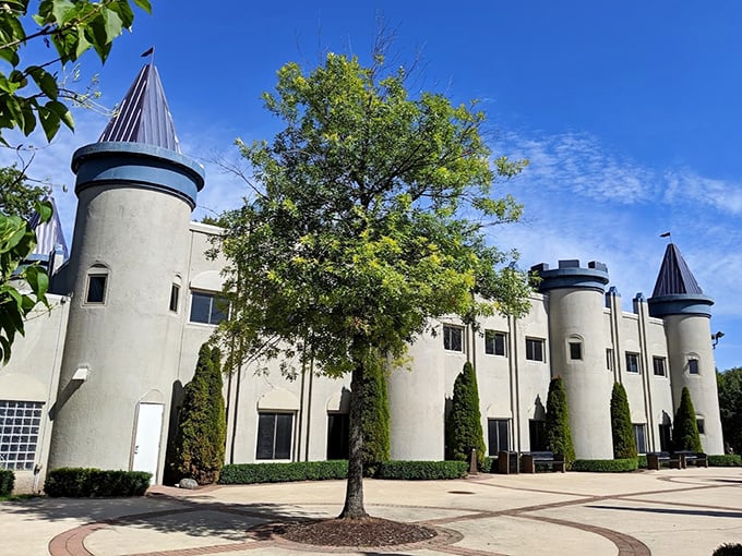 Multiple turrets and detailed stonework give this Michigan castle an authentic European feel despite its Midwestern location.