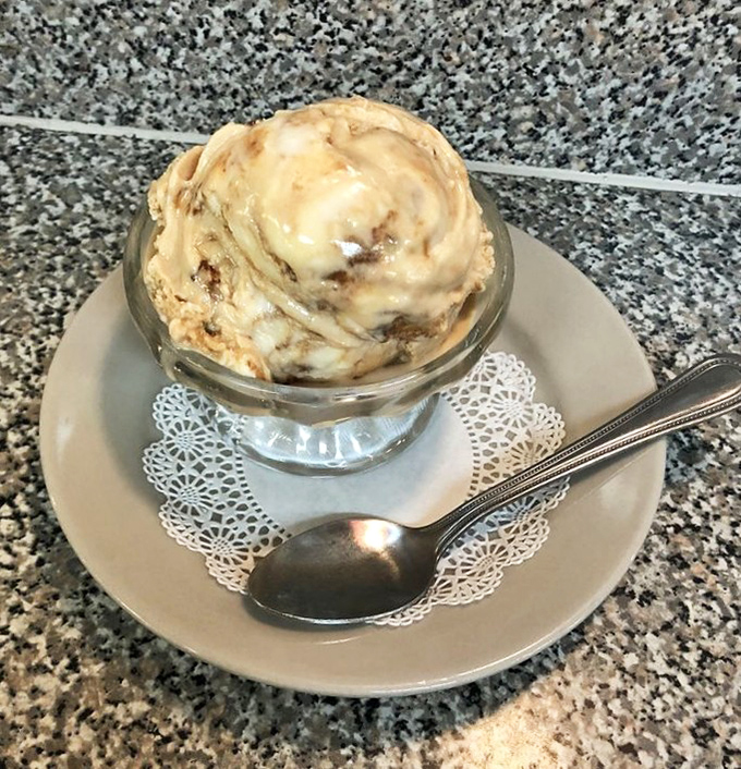 Almond Praline ice cream &ndash; where buttery nuts meet creamy sweetness in a dance that's been perfecting since the Eisenhower administration.