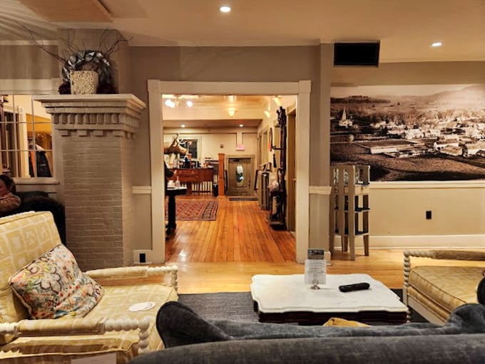 Hardwood floors and historic photos tell stories of Norwich's past, while comfortable seating invites you to stay and make some stories of your own.