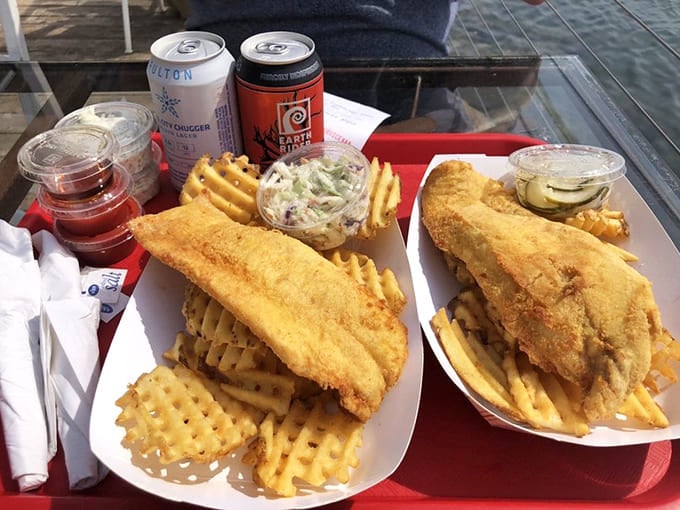 That fish-to-coleslaw ratio is chef's kiss, and those waffle fries are basically edible happiness.