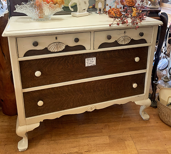 This beautifully restored two-tone dresser isn't just furniture&mdash;it's a conversation piece with drawers ready for your own treasures. 